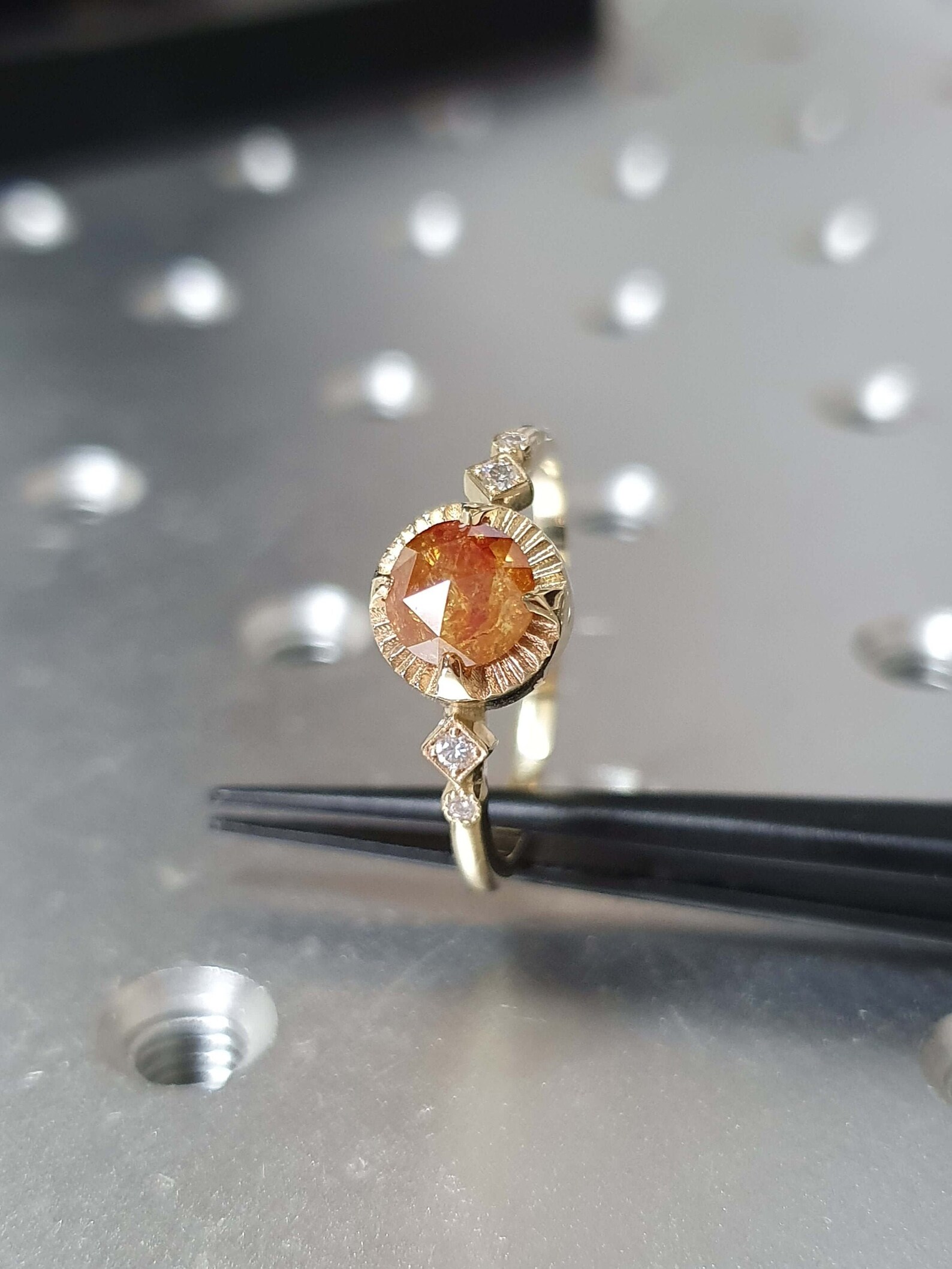 Rose Cut Diamond Round Ring Vintage Brown Rose Cut Diamond - Etsy