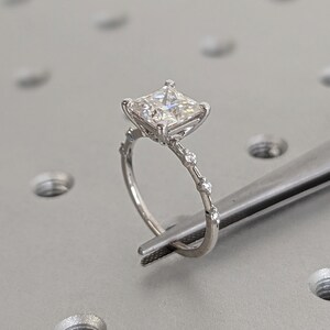 Unique Engagement Ring Princess Cut Moissanite Ring, Square Engagement ...