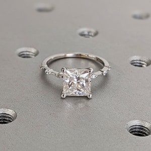 Unique Engagement Ring Princess Cut Moissanite Ring, Square Engagement ...