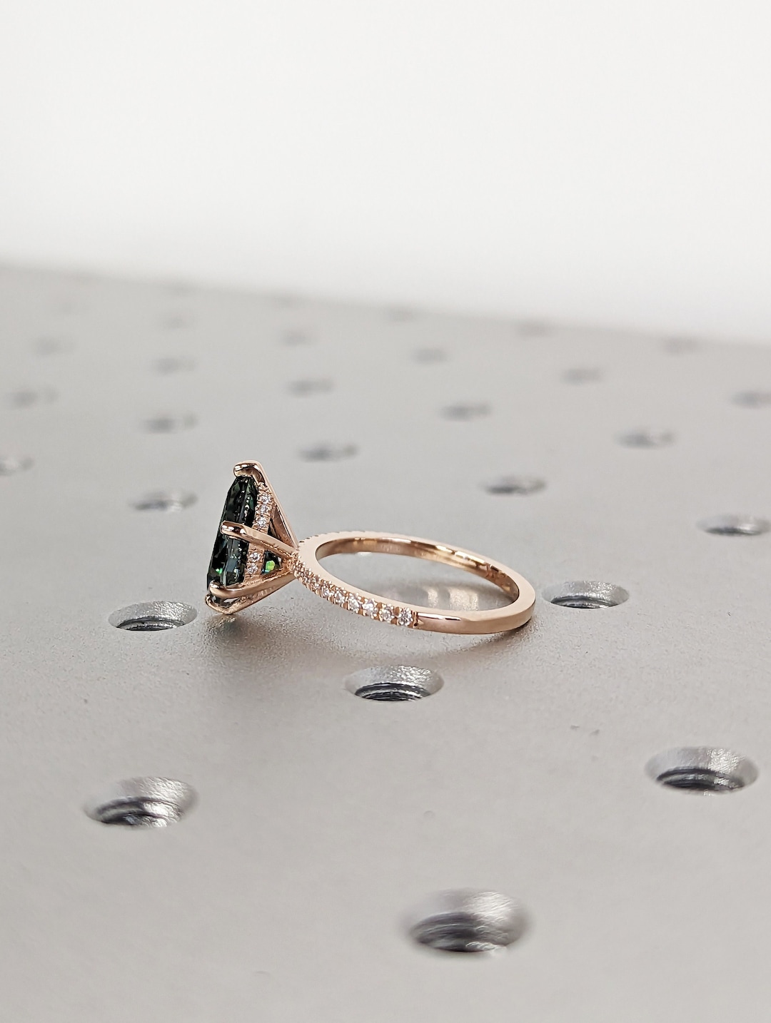 Colored Moissanite Engagement, Green Moissanite Ring, Vintage Blue ...