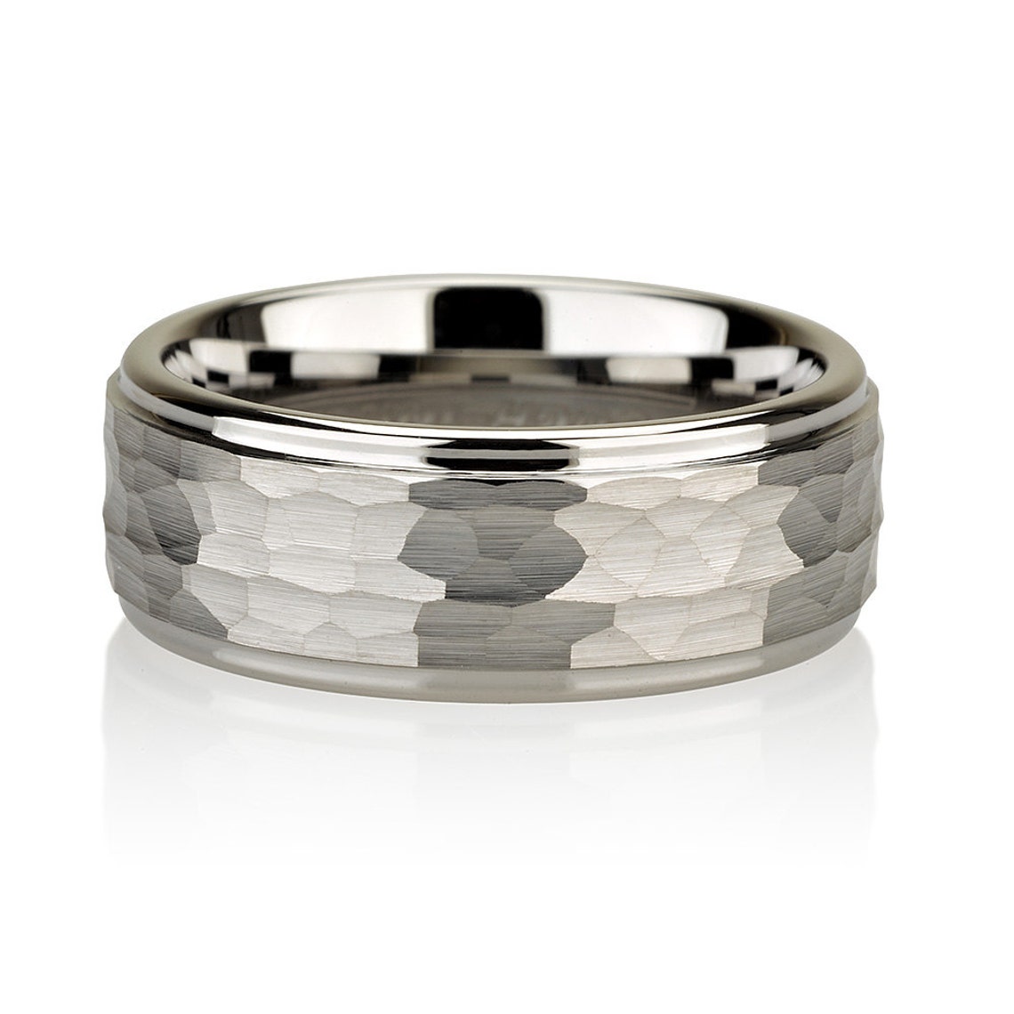Unique Mens Hammered Tungsten Carbide Mens Wedding Band Ring 8mm 6-12 ...