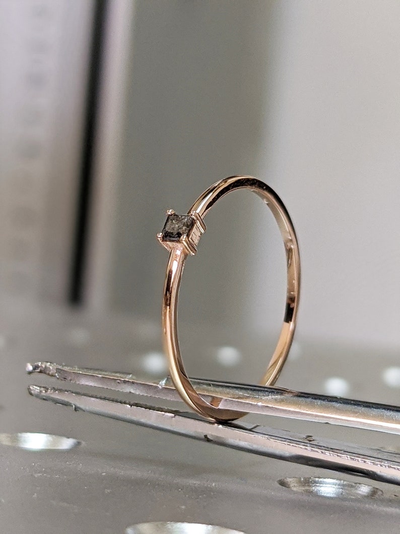 Solitaire Minimalist Engagement Ring Simple Stacking Princess - Etsy