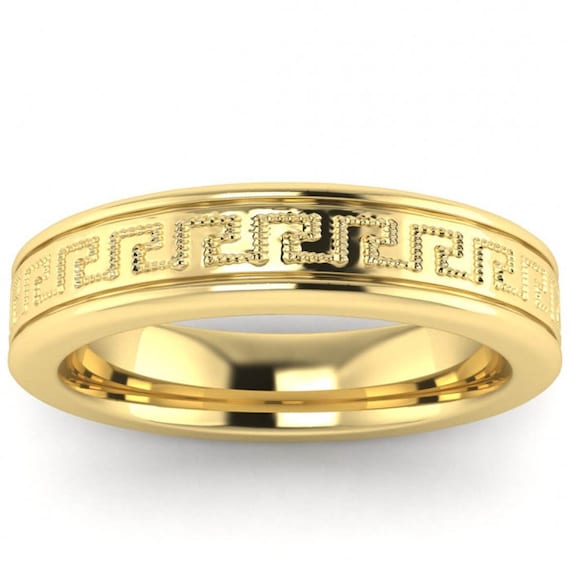 14k Yellow Gold Zeus Greek Wedding Band 5mm Greek Key - Etsy