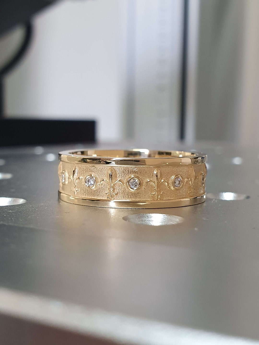 Fleur DE Lis Vintage Style Wedding Band Fleur DE Lis Ring - 14k / 18k ...