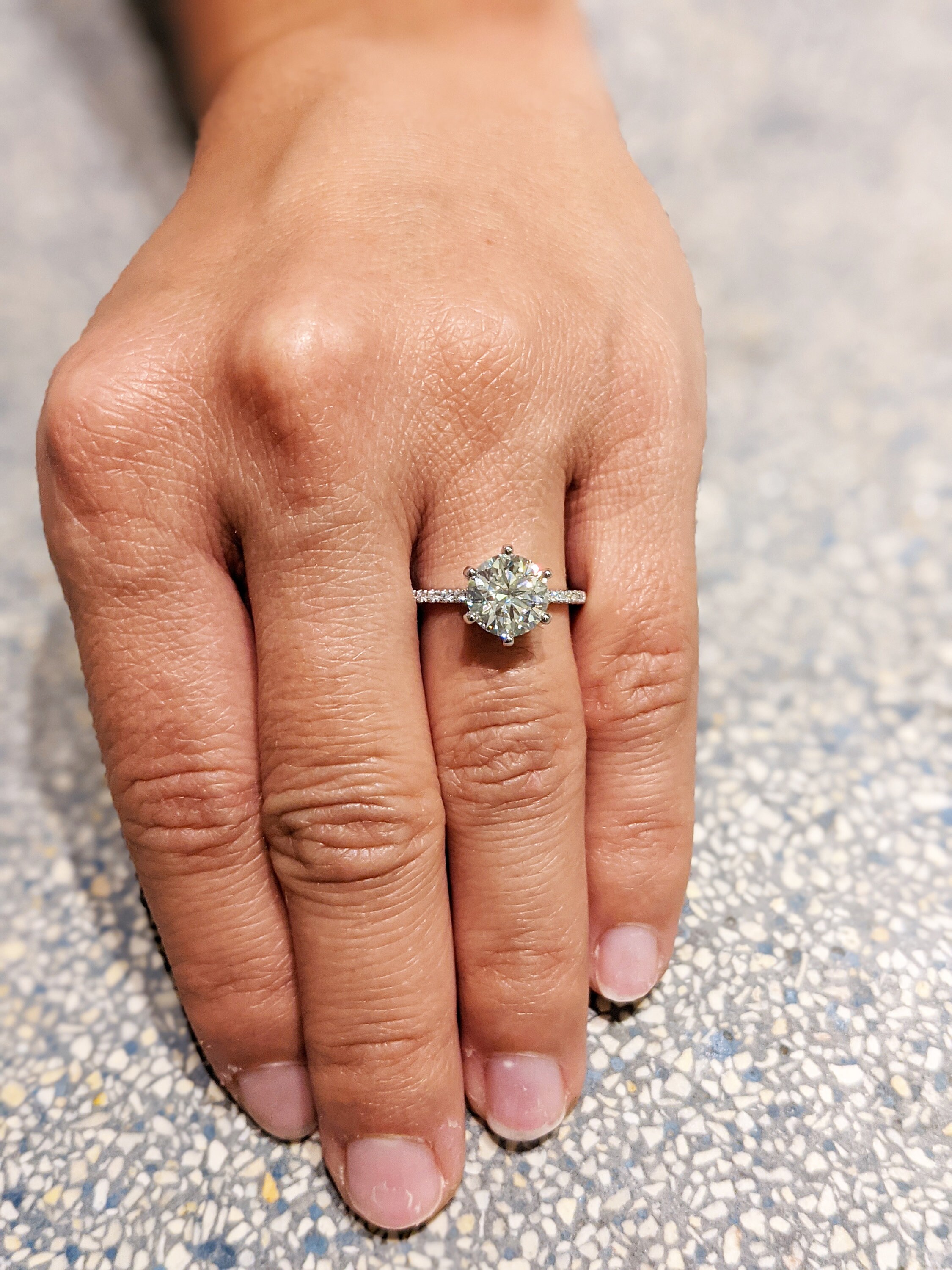 14K Solid Gold Rings/ 2CT Round Moissanite Diamond Engagement | Etsy