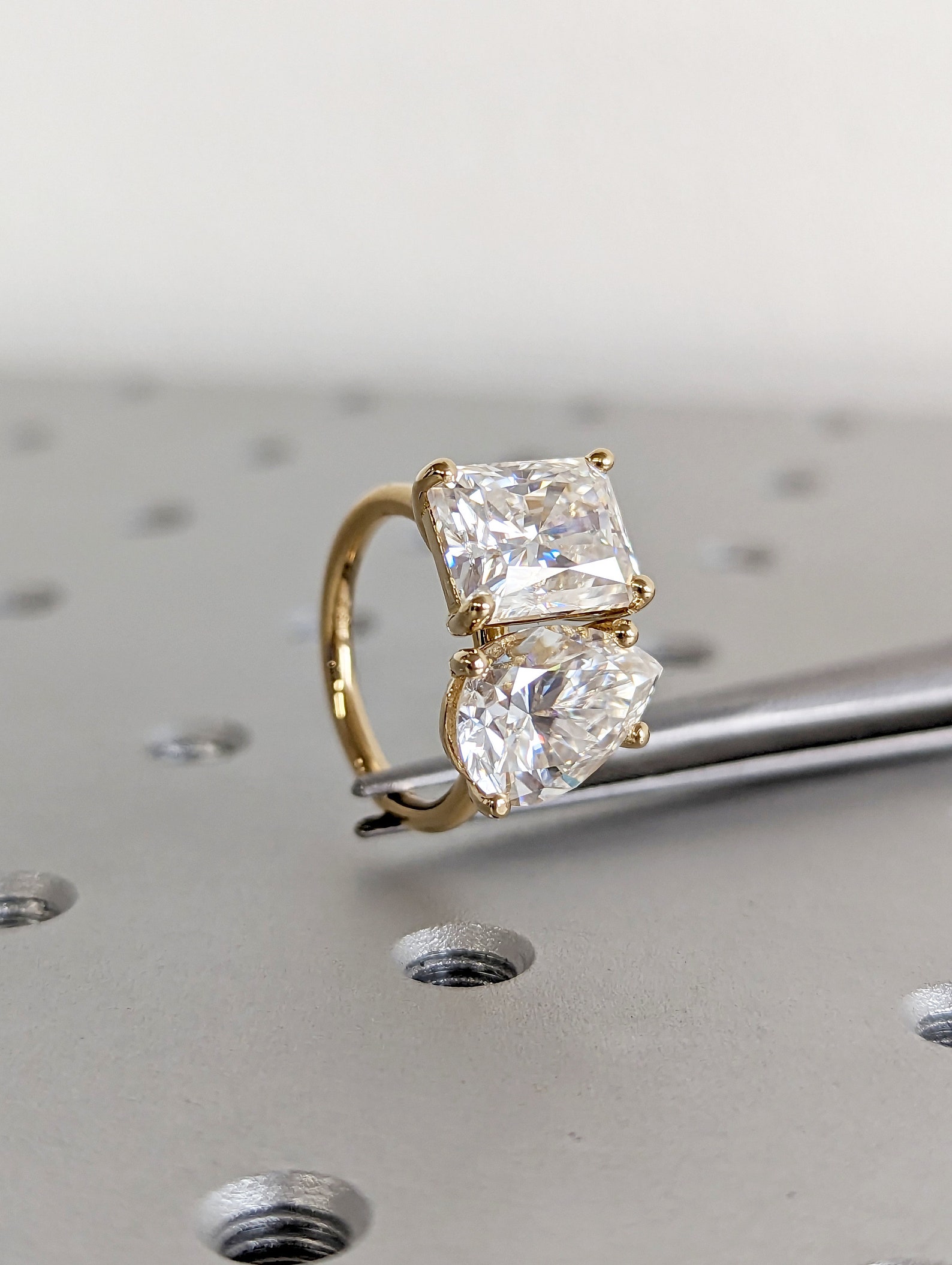 3 Carat Double Stone Engagement Ring Pear Cut and Radiant Cut - Etsy