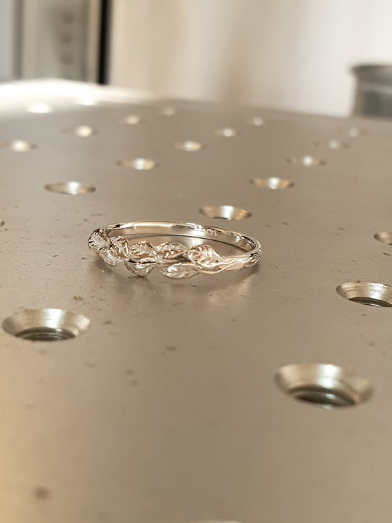 Nature Inspired Wedding Ring Organic Wedding Band Leaf - Etsy