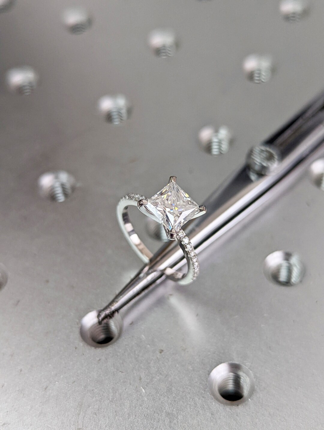 Unique Engagement Ring Princess Cut Lab Diamond Ring, Square Engagement ...