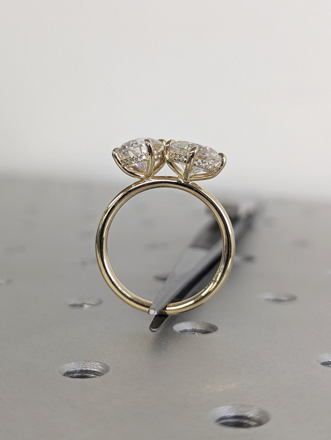 2.5 Carat Double Stone Engagement Ring Two Pear Cut Lab Diamond Two ...