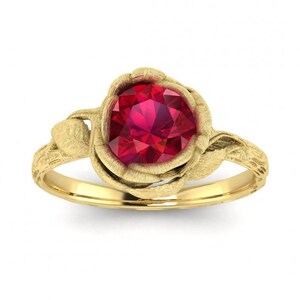 Ruby Flower Ring, Ruby Ring Rose Gold, Ruby Ring Band, Vintage Ruby ...