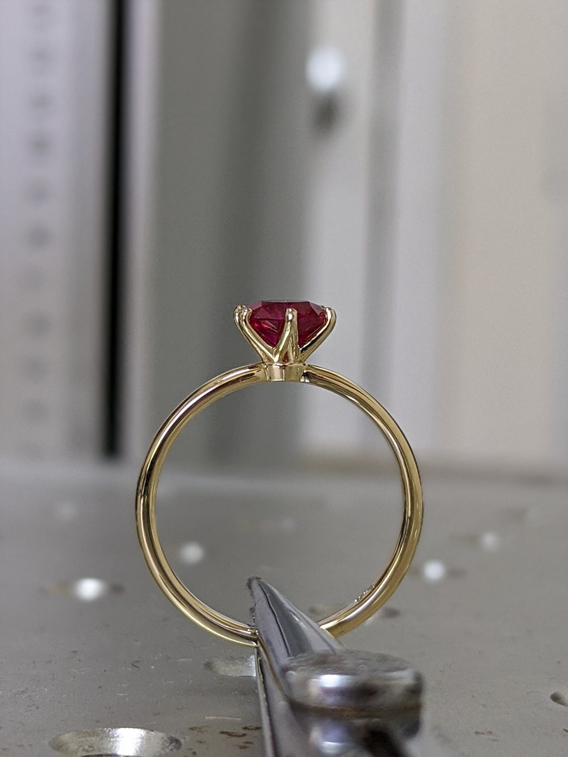 Ruby Ring Unique Engagement Ring Solitaire Ring Round Ruby | Etsy
