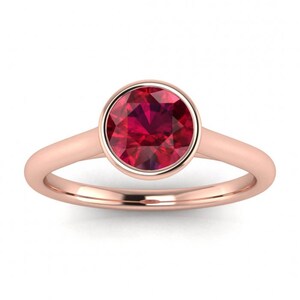 14k Rose Gold Floating Bezel Ruby Ring, Ruby Engagement Ring, Ruby Solitaire Ring, Unique Ruby ...