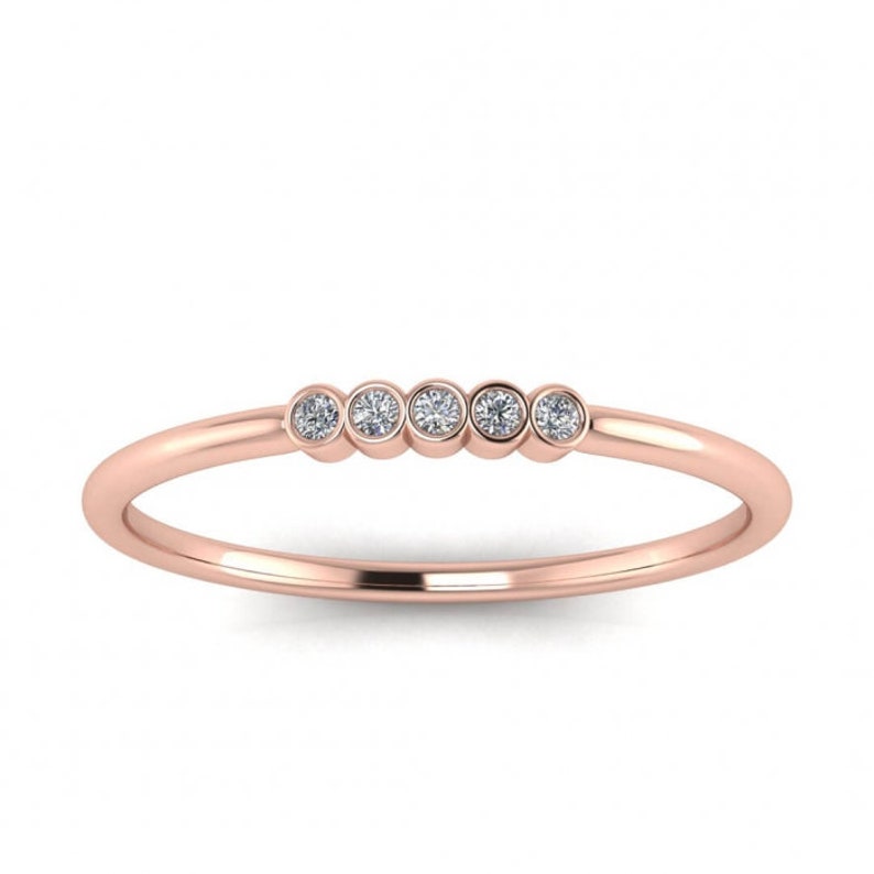 14K Gold Promise Ring for Her 5 Stone Ring Womens Anniversary - Etsy