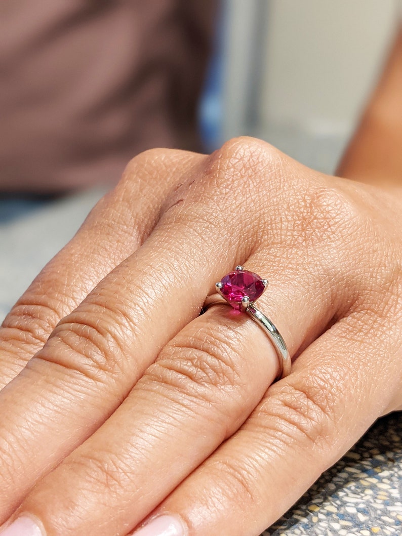 Ruby Ring Unique Engagement Ring Solitaire Ring Round Ruby - Etsy