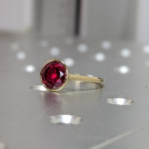 14k Rose Gold Floating Bezel Ruby Ring, Ruby Engagement Ring, Ruby ...
