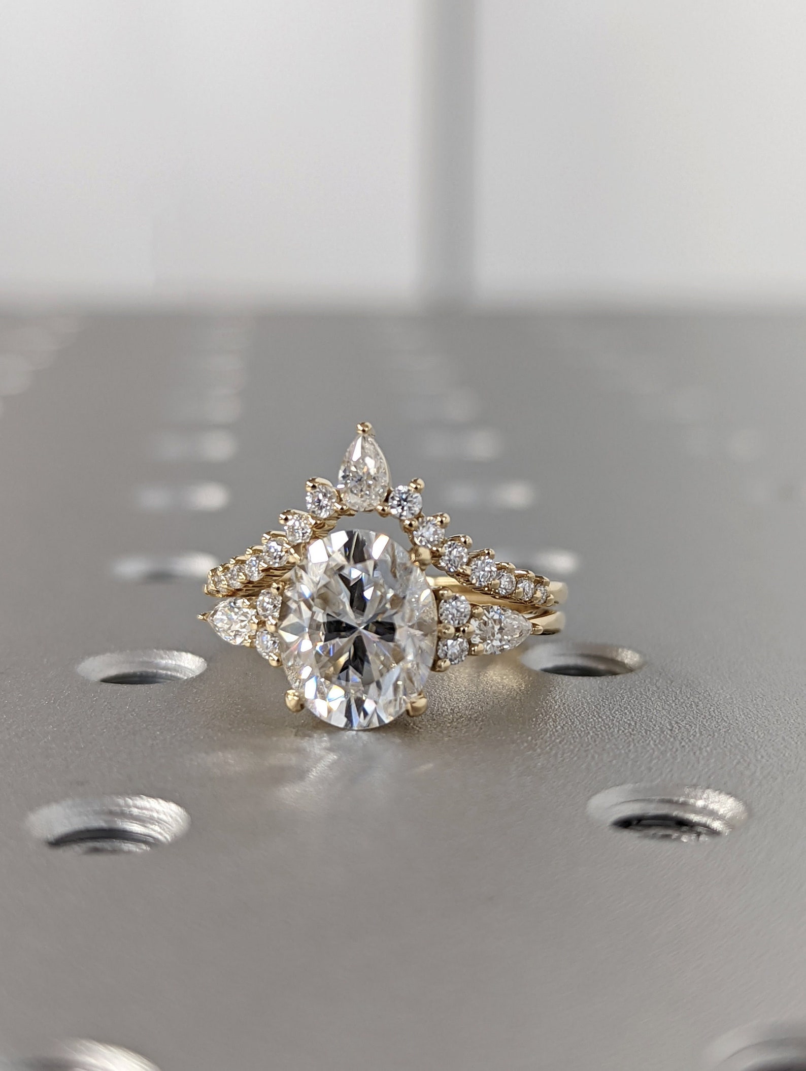 Oval Cut Moissanite Engagement Ring Set,stacking Ring.14k/18k Rose Gold ...