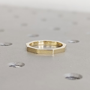 14k Solid Gold Edge Ring | Dainty Geometric Ring Women | Designer ...
