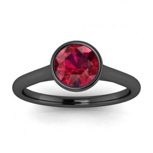 14k Rose Gold Floating Bezel Ruby Ring, Ruby Engagement Ring, Ruby ...