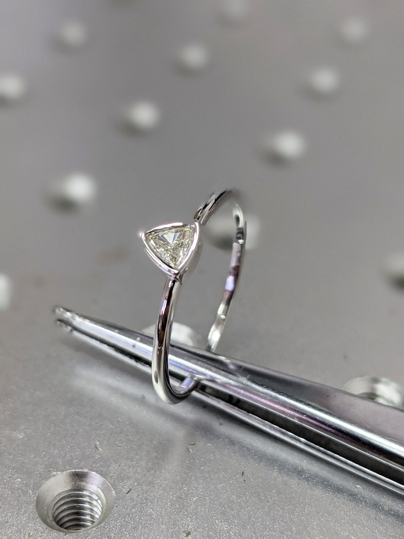 Trillion Diamond Ring, Triangle Diamond Engagement Ring, Bezel ...