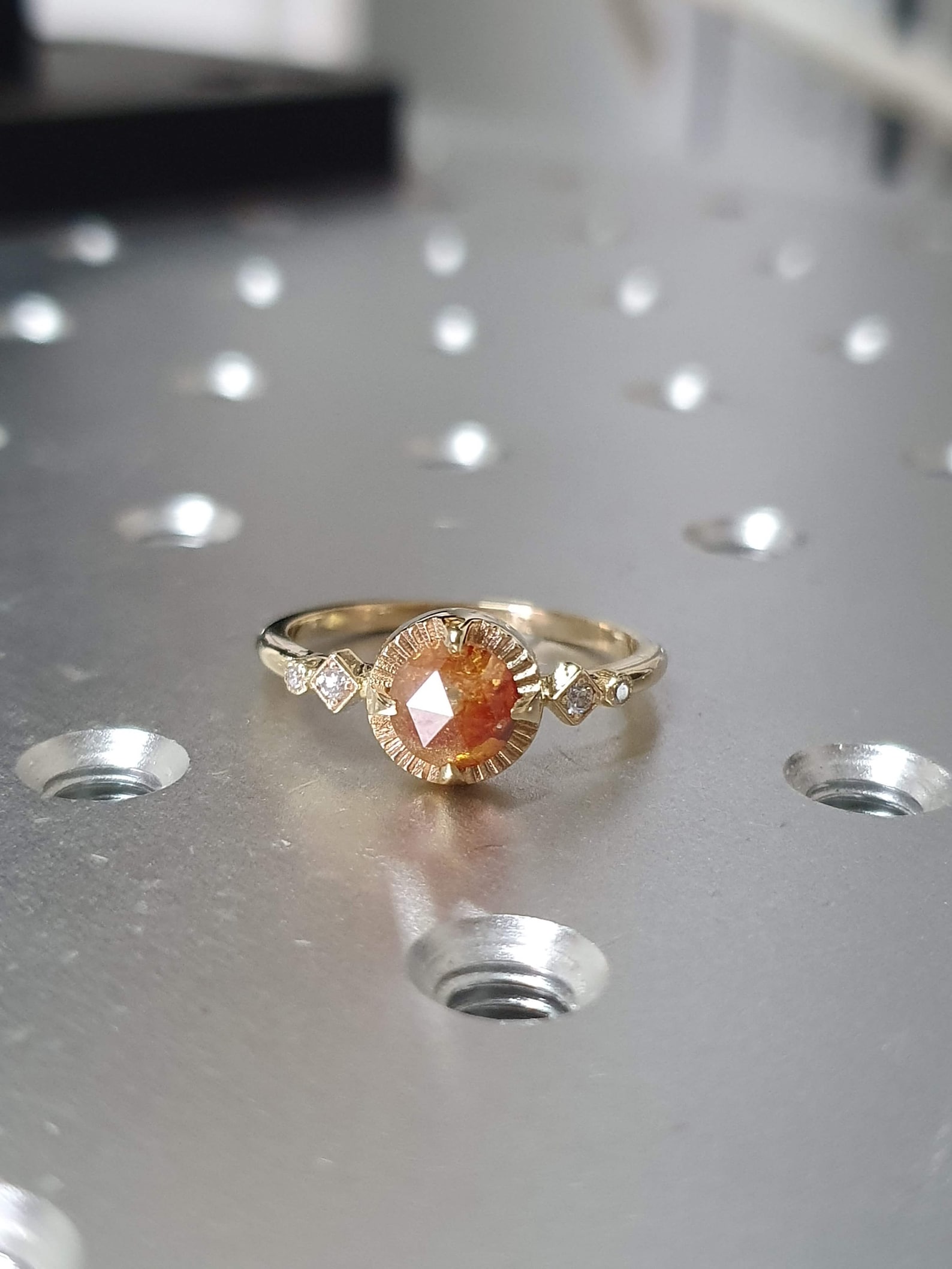 Rose Cut Diamond Round Ring Vintage Brown Rose Cut Diamond - Etsy