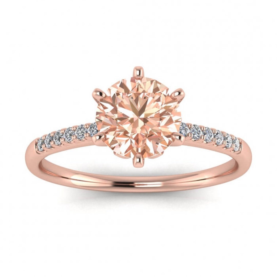 14k Rose Gold Carolina Rose Setting Morganite and Diamond Engagement ...