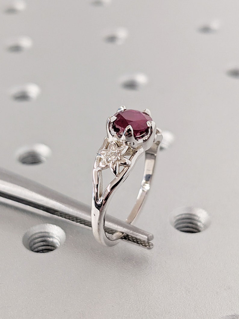 14K 18K Solid Gold Ruby Anniversary Ring • Red Ruby Anniversary Ring ...