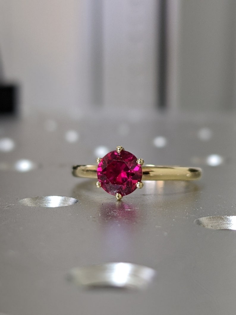 Ruby Ring Unique Engagement Ring Solitaire Ring Round Ruby | Etsy
