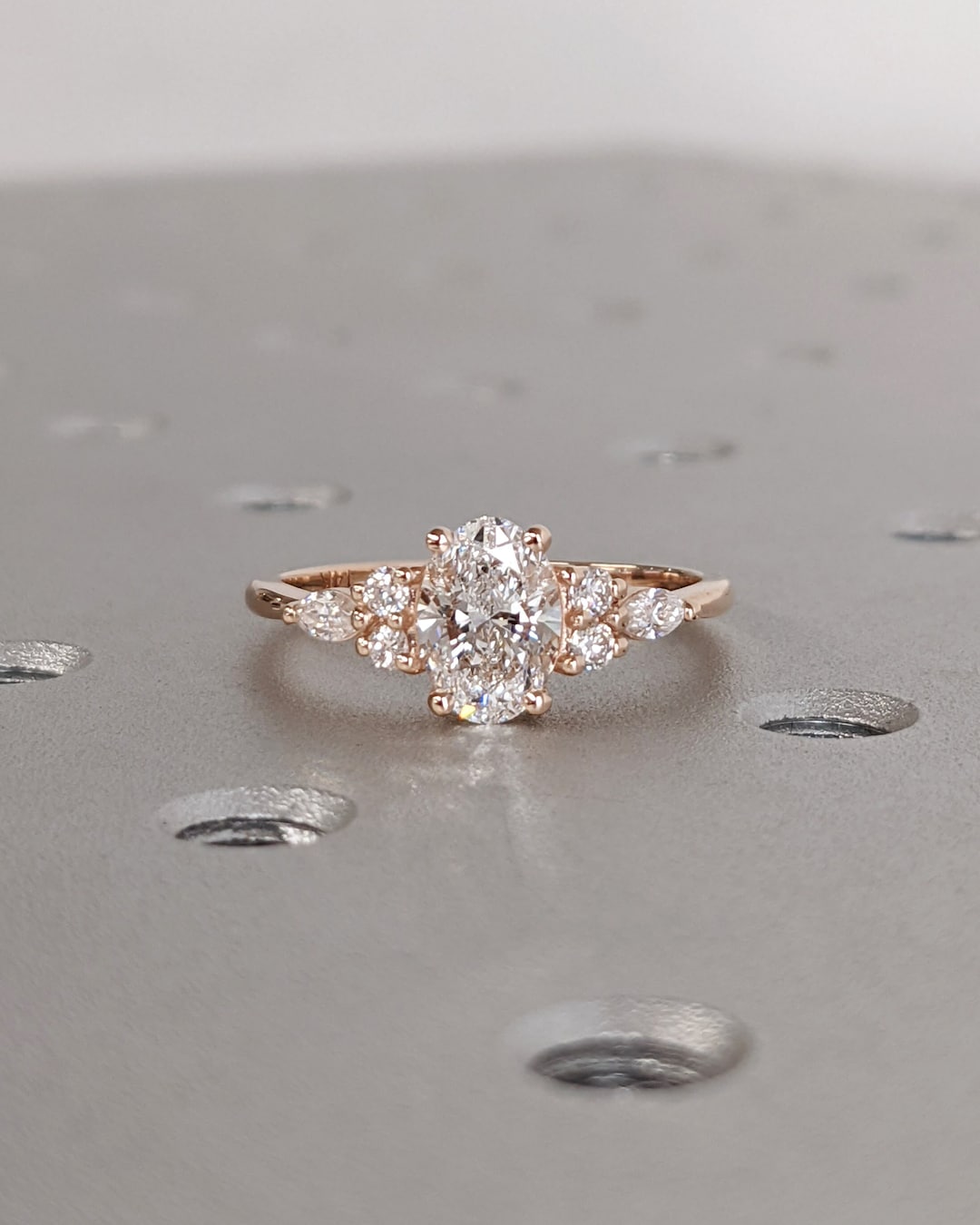 Lab Diamond Oval Engagement Ring, Oval Lab Diamond and Multi-stone ...