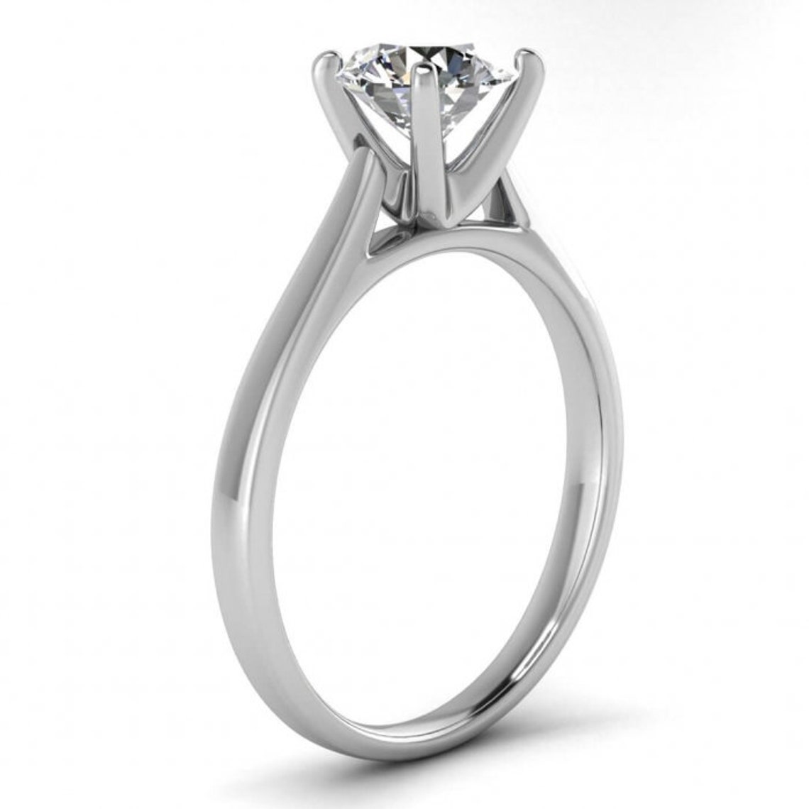 White Gold Cathedral Engagement Ring Cathedral Setting, Squared Band ...