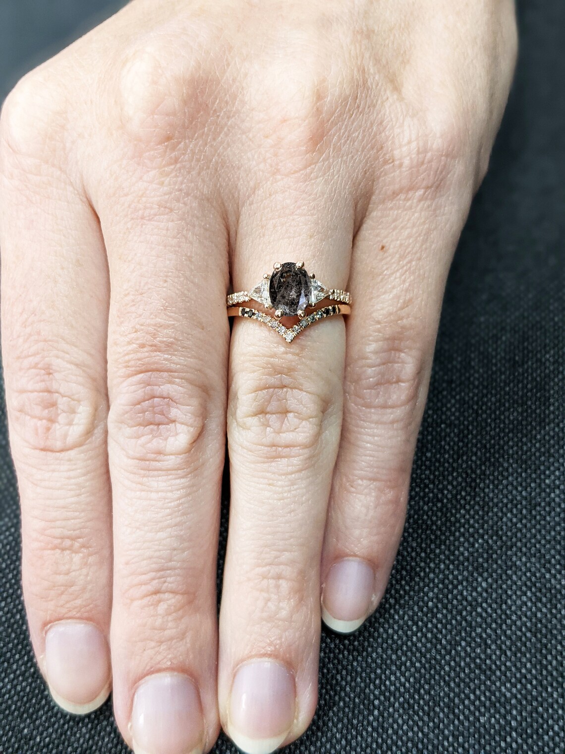 Raw Diamond Oval Triangle Diamond Salt and Pepper Unique - Etsy