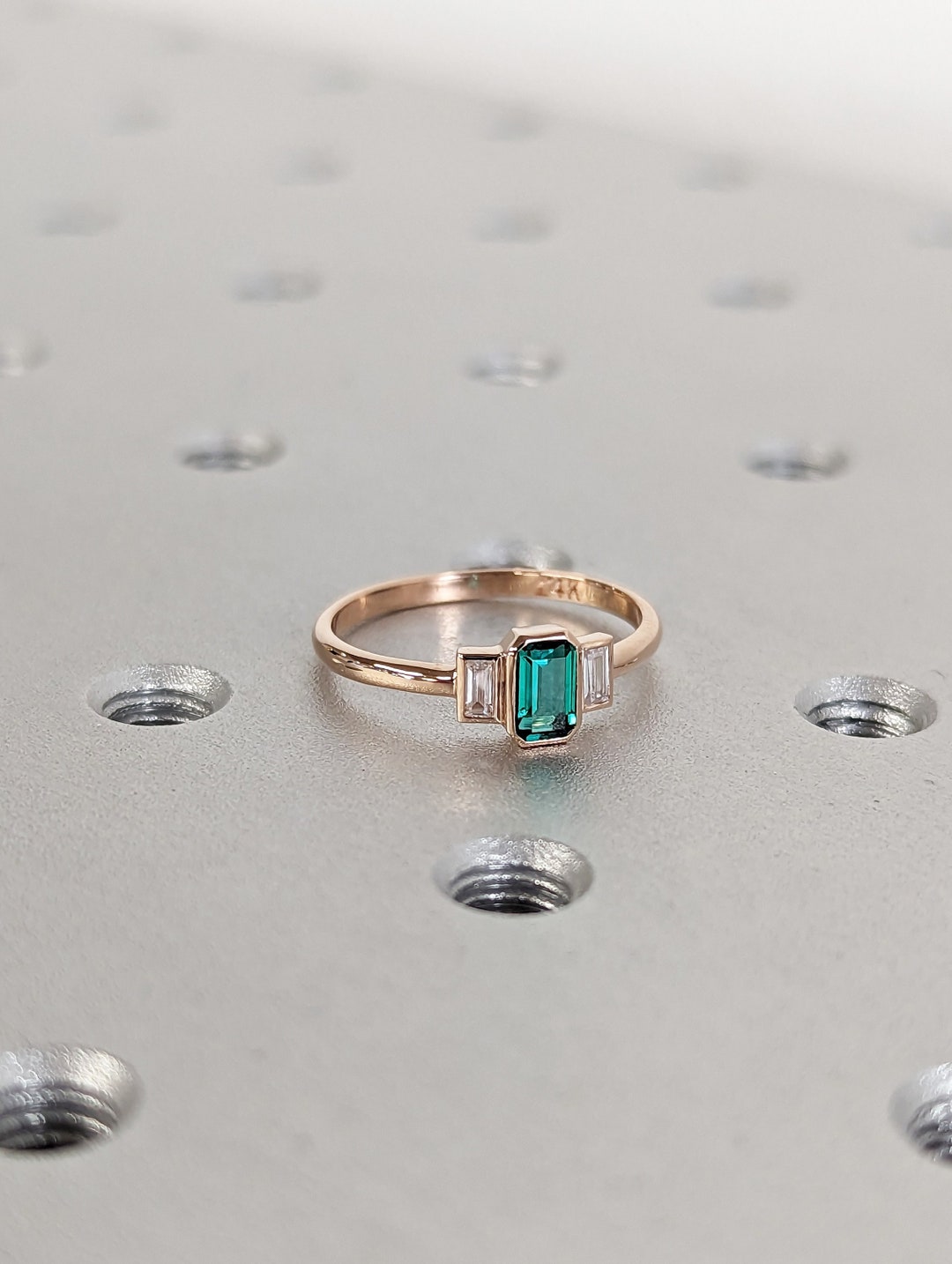 Emerald Baguette Ring 14k Gold Emerald Ring Baguette Emerald Ring 14k ...