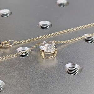 Attached Diamond on Chain, 14K Gold Diamond Necklace, Lab Grown Diamond ...