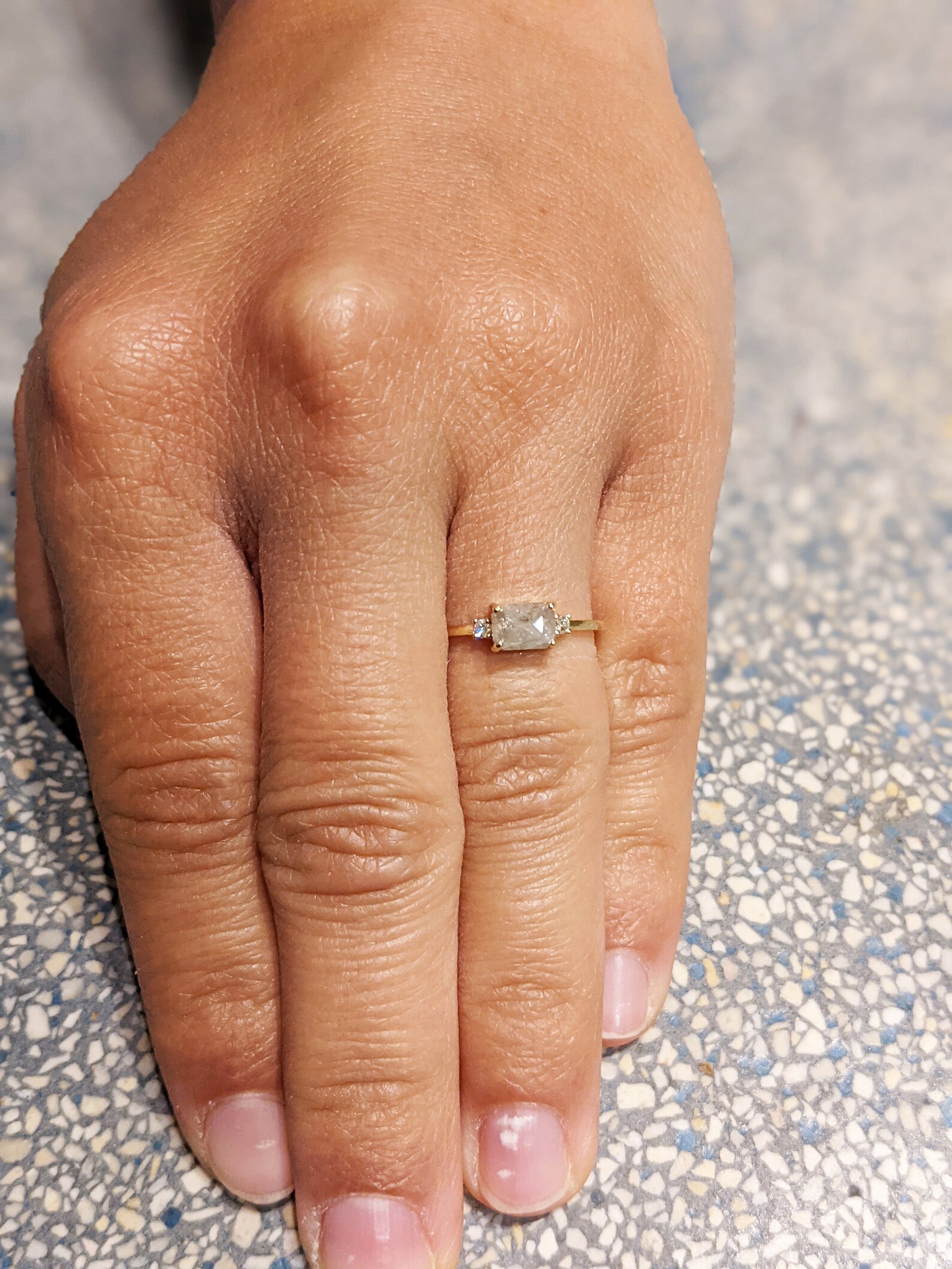 LIMITED Icy Salt and Pepper Diamond Ring, Alternative Promise Ring ...