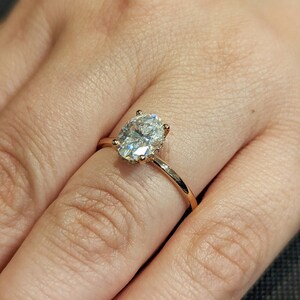 1.5 Ct. Hidden Halo Engagement Ring, Solitaire Oval Moissanite Ring ...