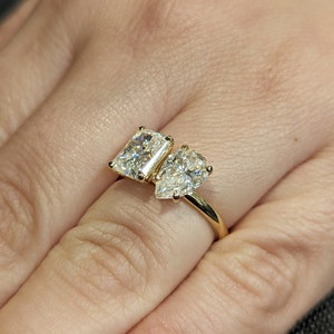 1.5 Carat Double Stone Engagement Ring Pear Cut and Radiant Cut ...