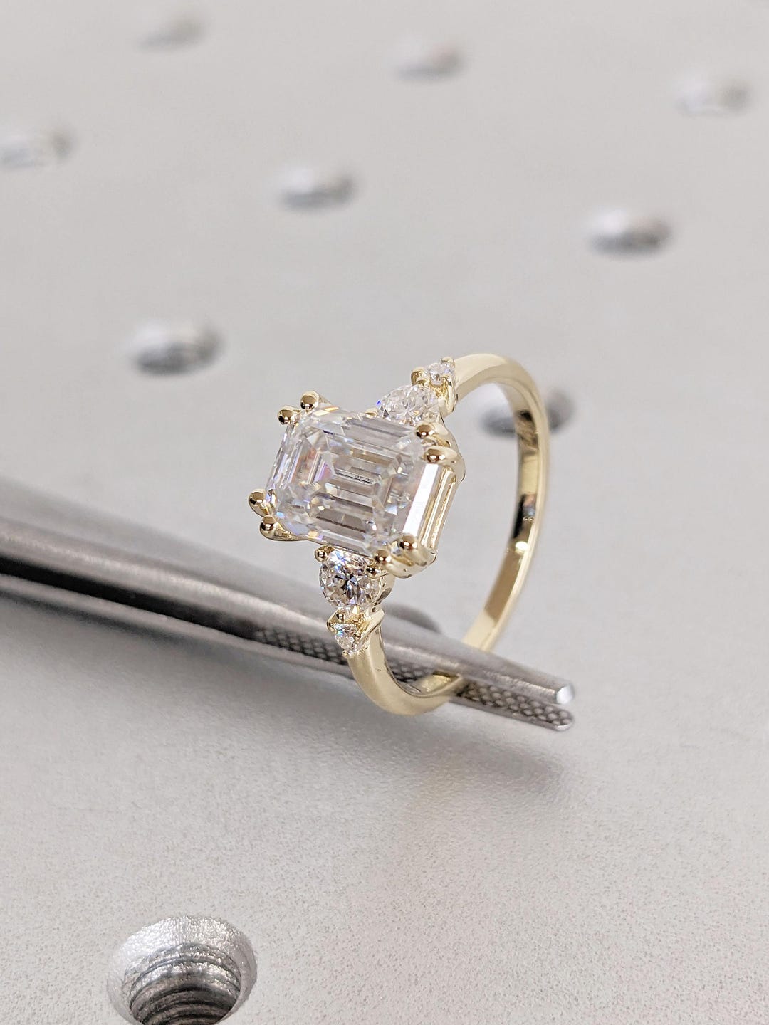Unique 1-2ct Emerald Cut Lab Grown Diamond Anniversary Ring | Diamond Engagement Promise Ring ...