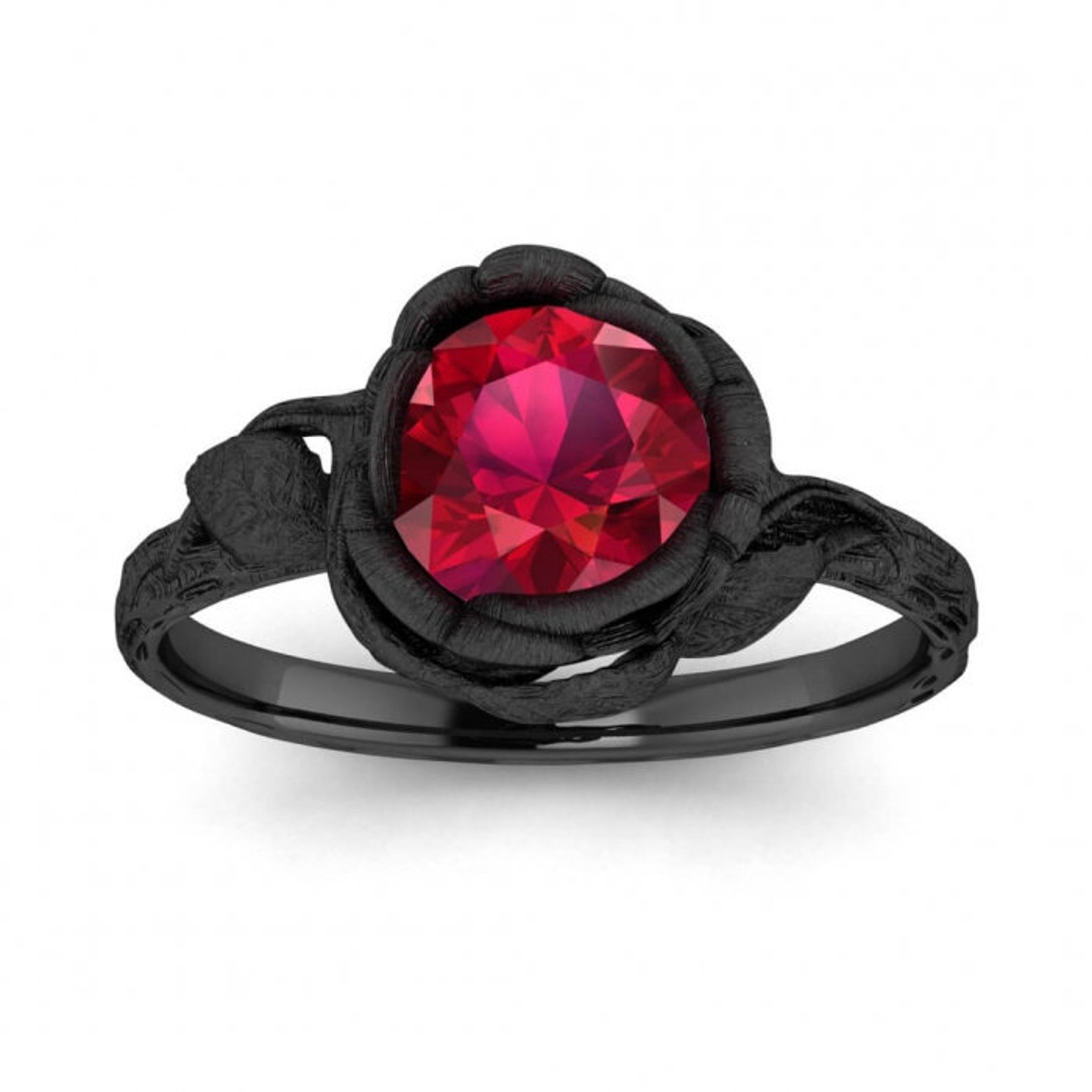 Ruby Flower Ring Ruby Ring Rose Gold Ruby Ring Band Vintage - Etsy