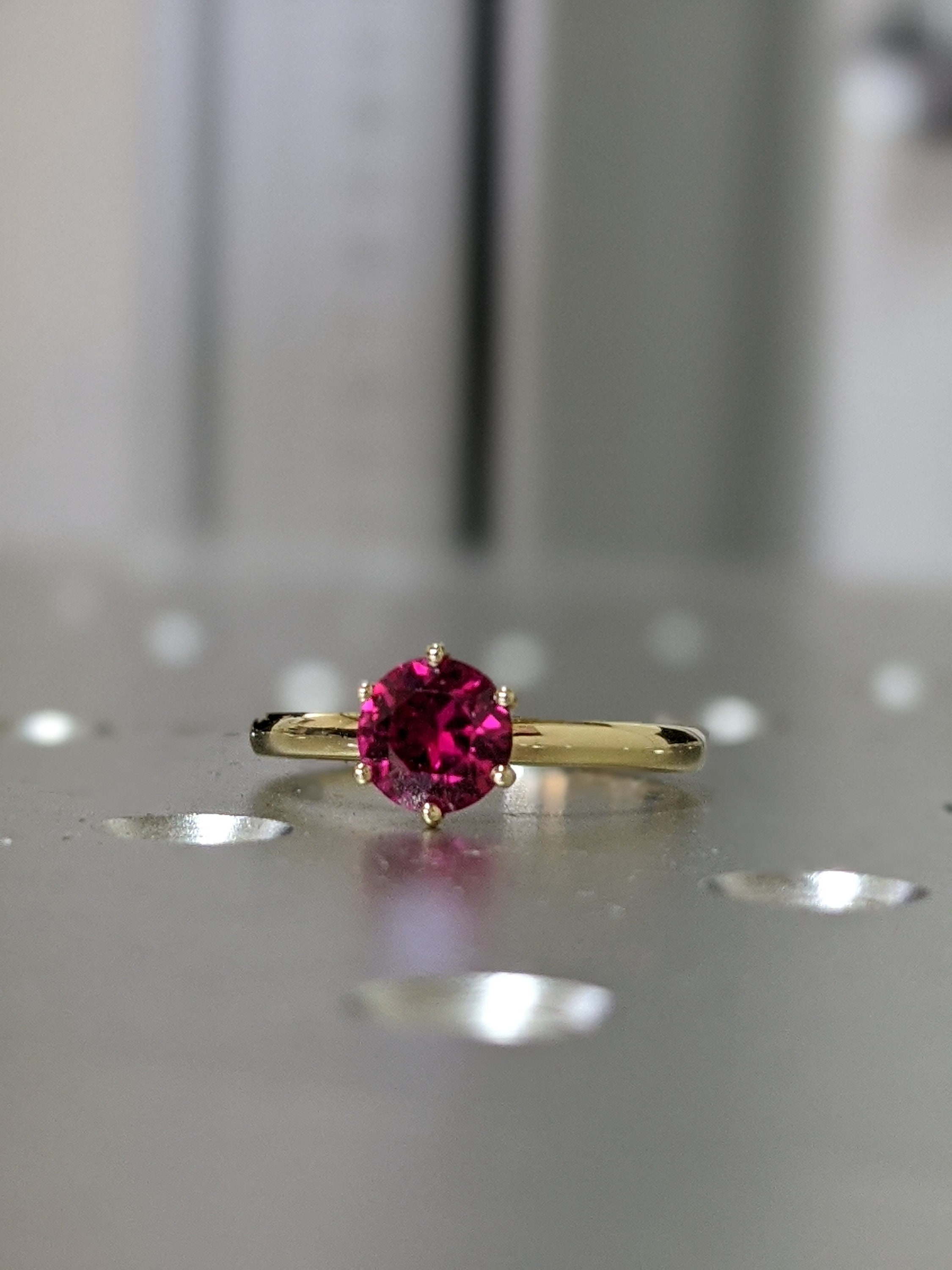 Ruby Ring, Unique Engagement Ring, Solitaire Ring, Round Ruby Ring ...