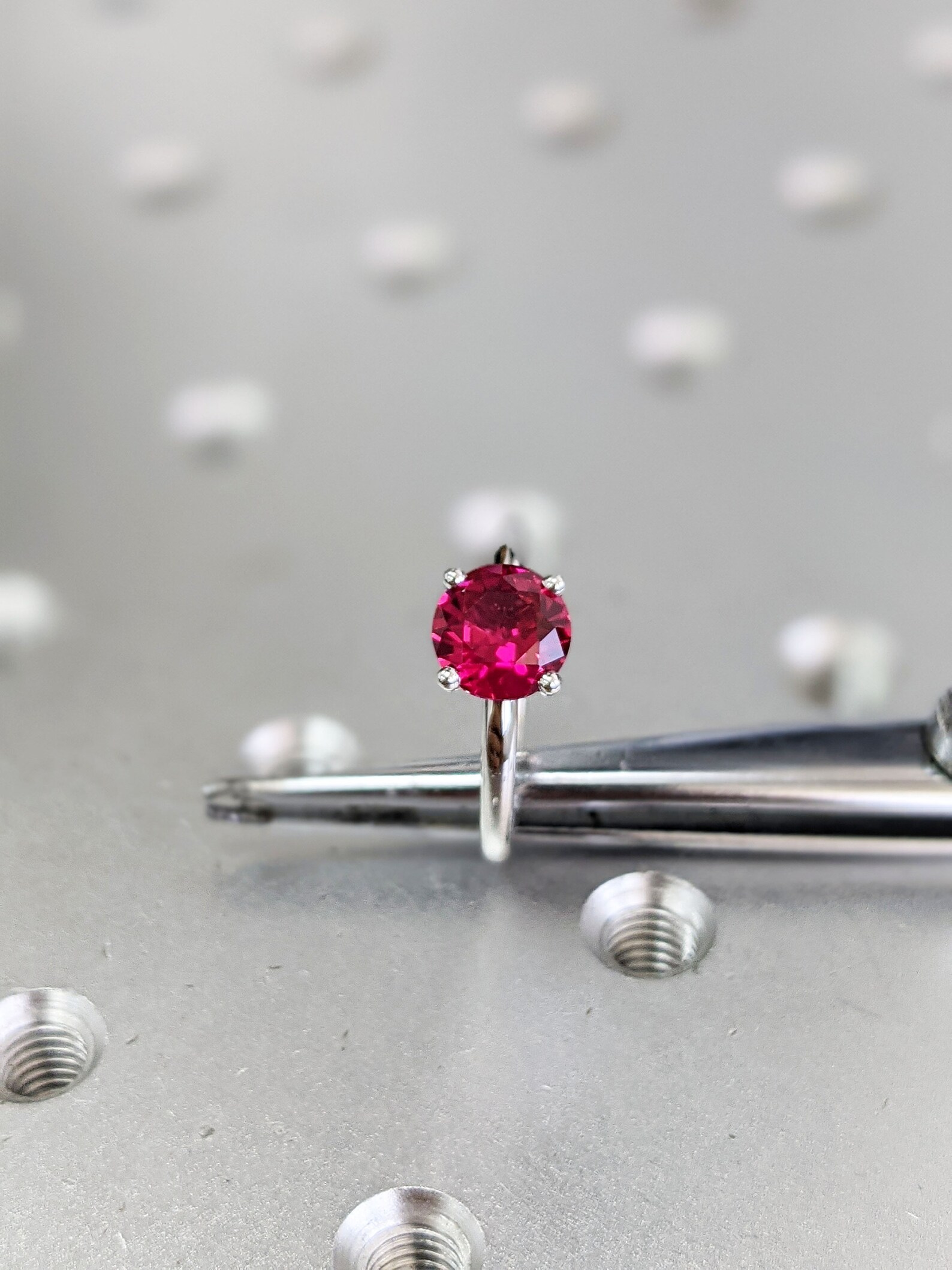 Ruby Ring Unique Engagement Ring Solitaire Ring Round Ruby - Etsy