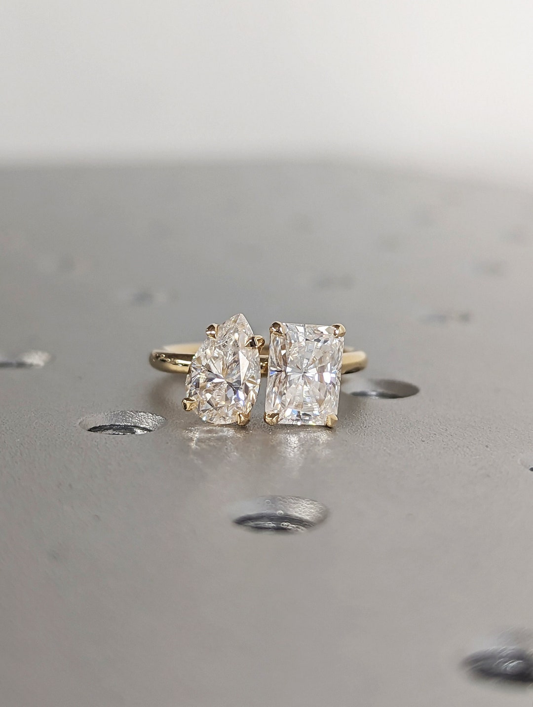 1.5 Carat Double Stone Engagement Ring Pear Cut and Radiant Cut ...