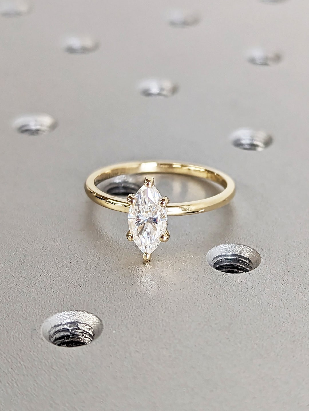 1 Carat Marquise Engagement Ring, Marquise Moissanite Solitaire ...