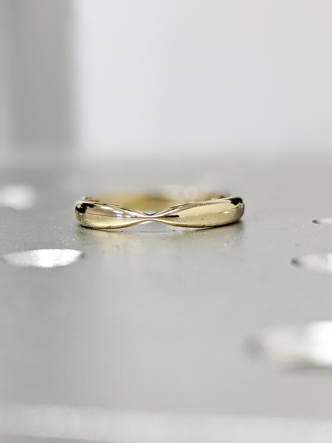 Bow Tie Shaped Gold Wedding Band, 14k White/yellow/rose Gold, Pinched ...