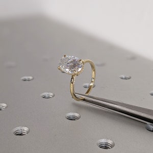 3ct Oval Lab Diamond Solitaire Engagement Ring | 14K Yellow Gold Hidden ...