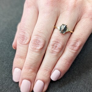 Raw Diamond Oval Triangle Diamond, Salt and Pepper, Unique Engagement ...