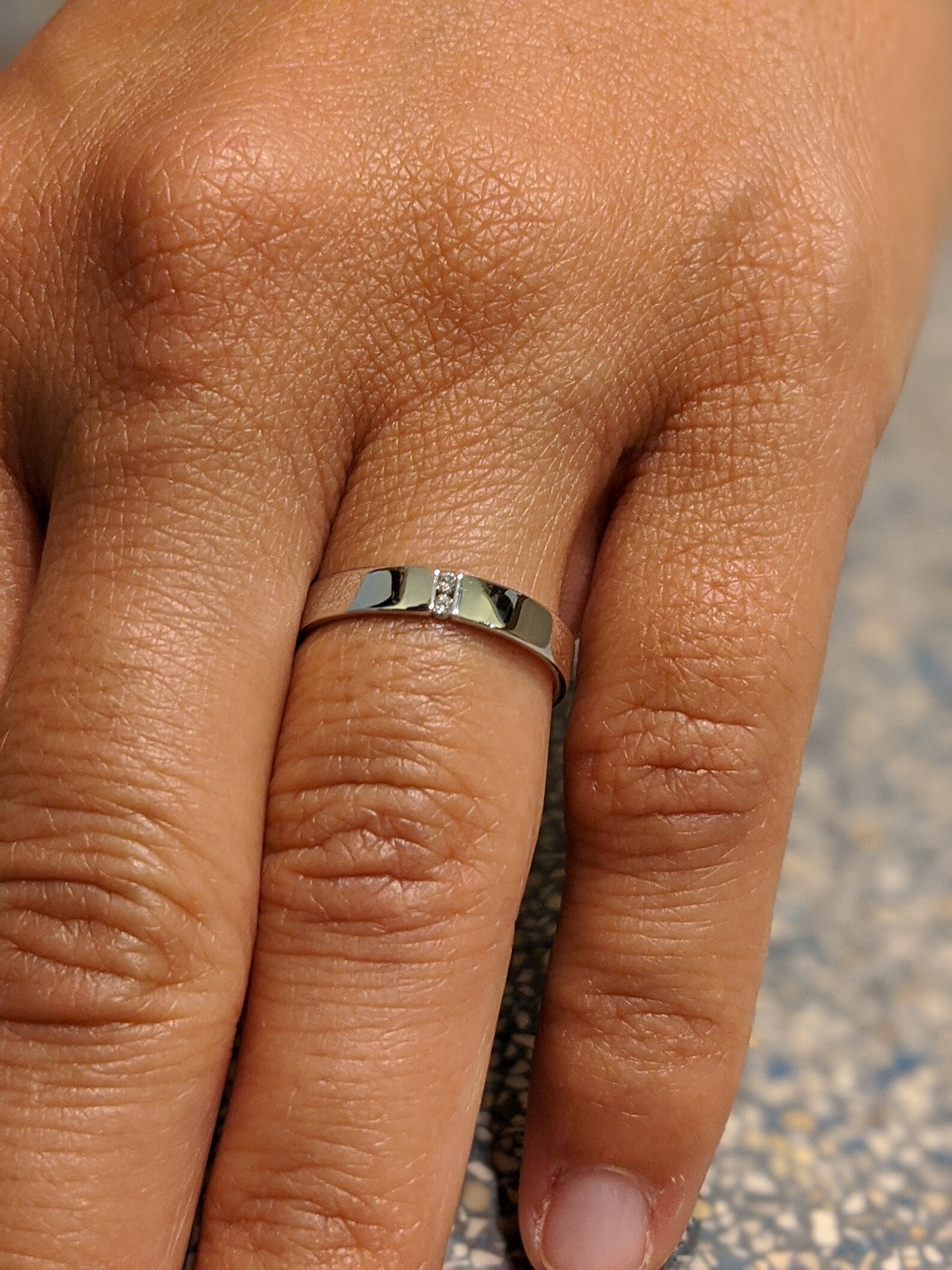 14k white gold salt and pepper diamond bezel ring 3mm Bezel | Etsy