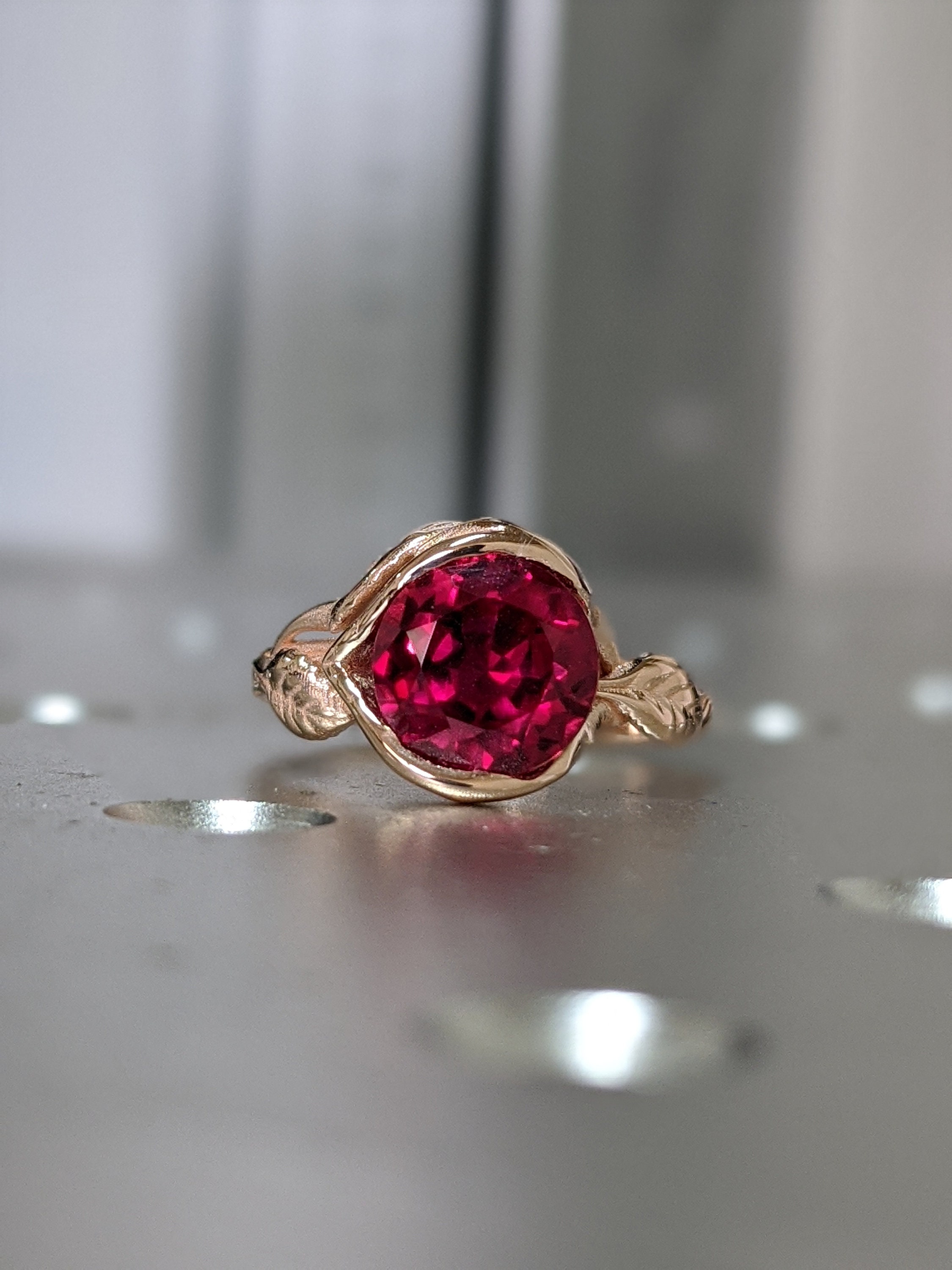 2ct Ruby Engagement Ring, Leaves Ring Ruby Ring, Ruby Engagement Ring ...