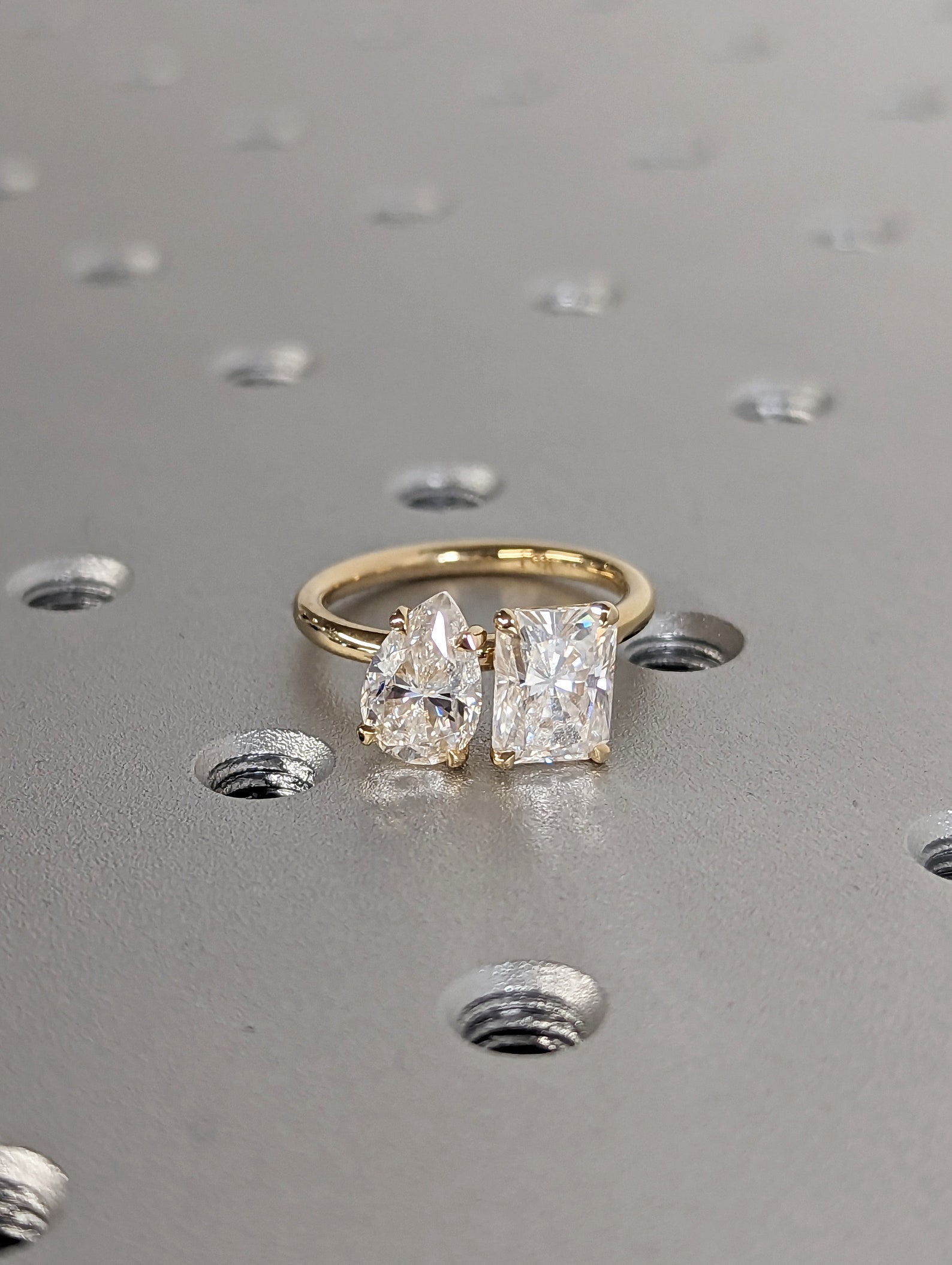 1.5 Carat Double Stone Engagement Ring Pear Cut and Radiant Cut ...