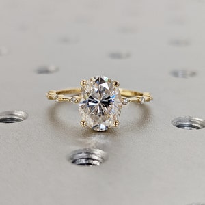 2 Carat Oval Lab Grown Diamond Ring / 2 CT Oval Diamond Thin Engagement ...