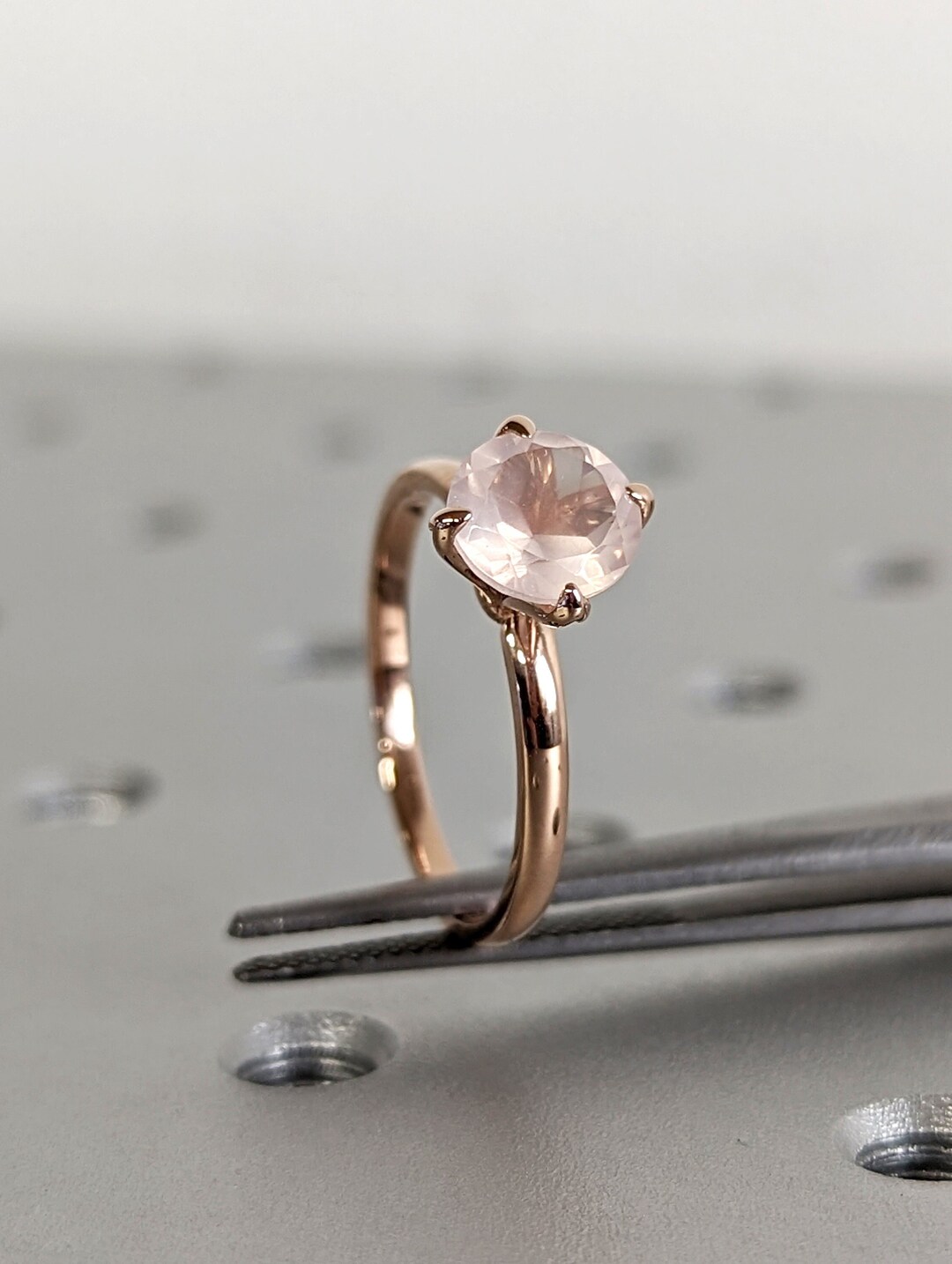 Vintage Rose Quartz Engagement Ring Art Deco Ring Black Gold Ring ...
