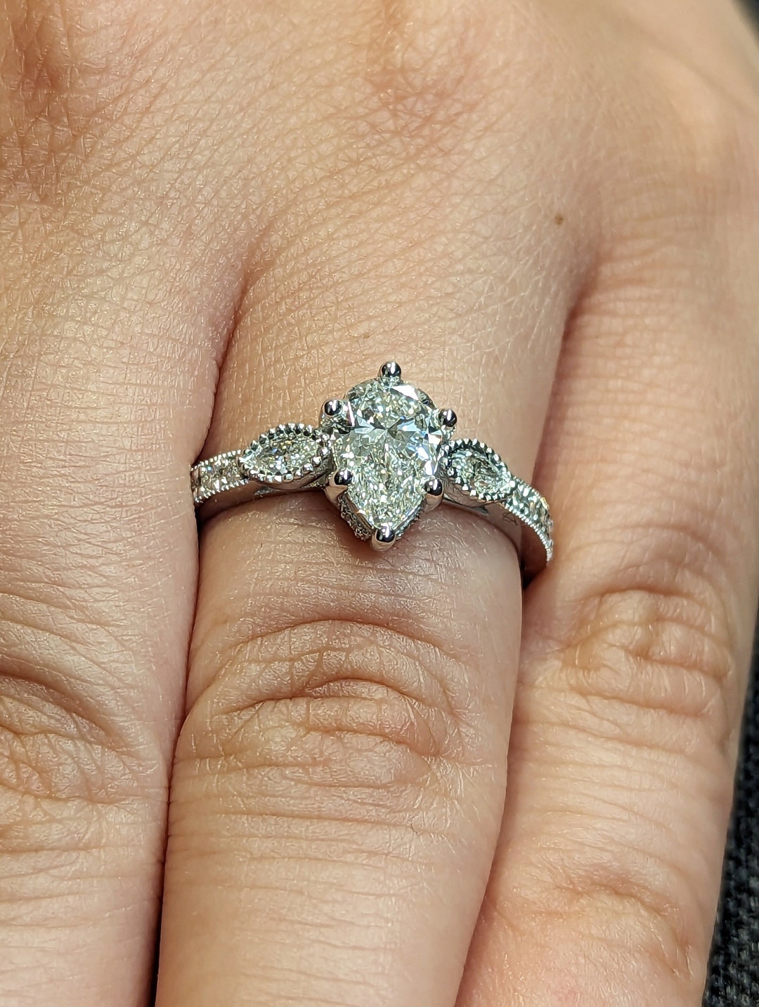 Pear Engagement Ring Drop Diamond Ring Gold Ring Promise Ring Lab ...